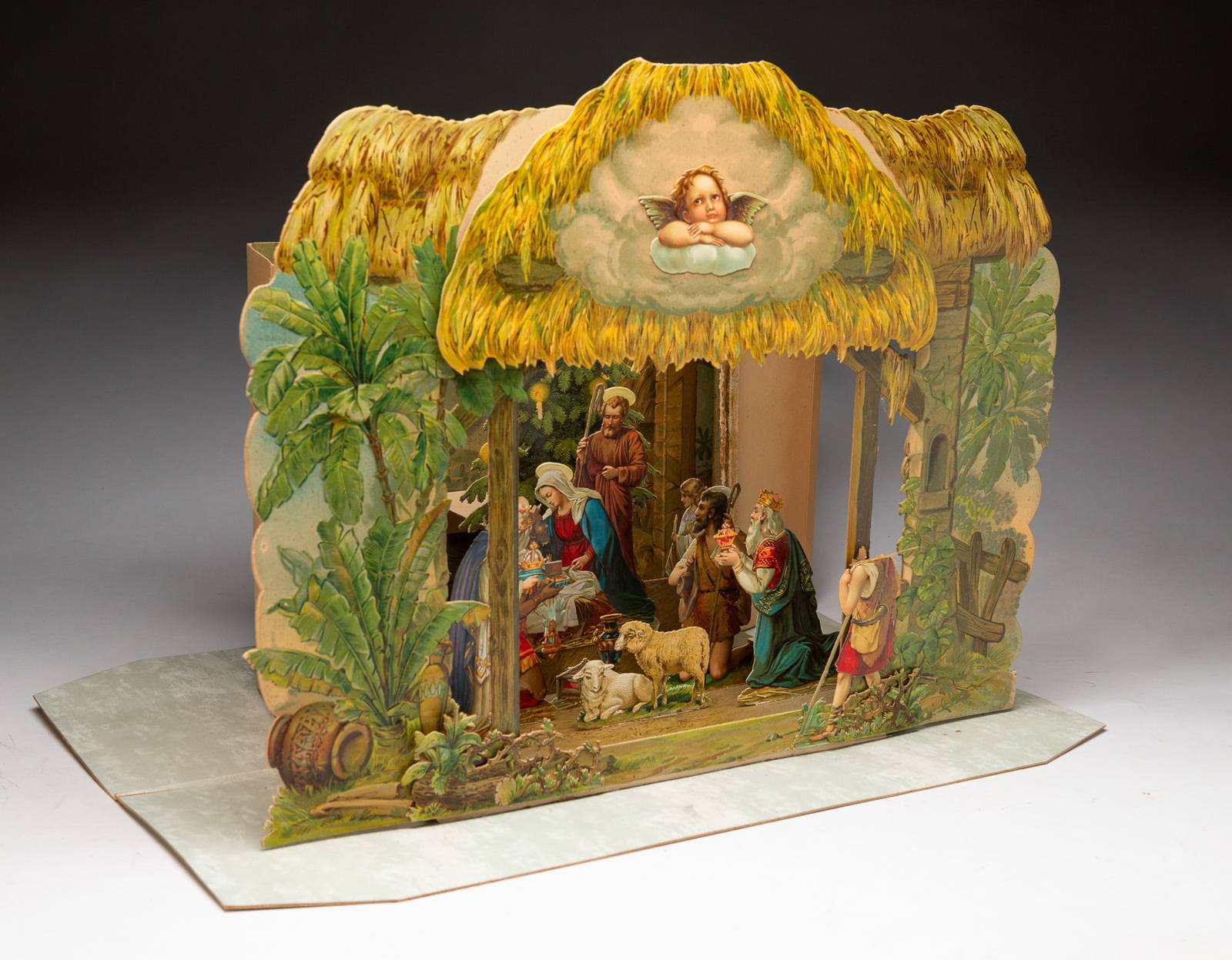 Folding Pop-up Creche Scene. Auction