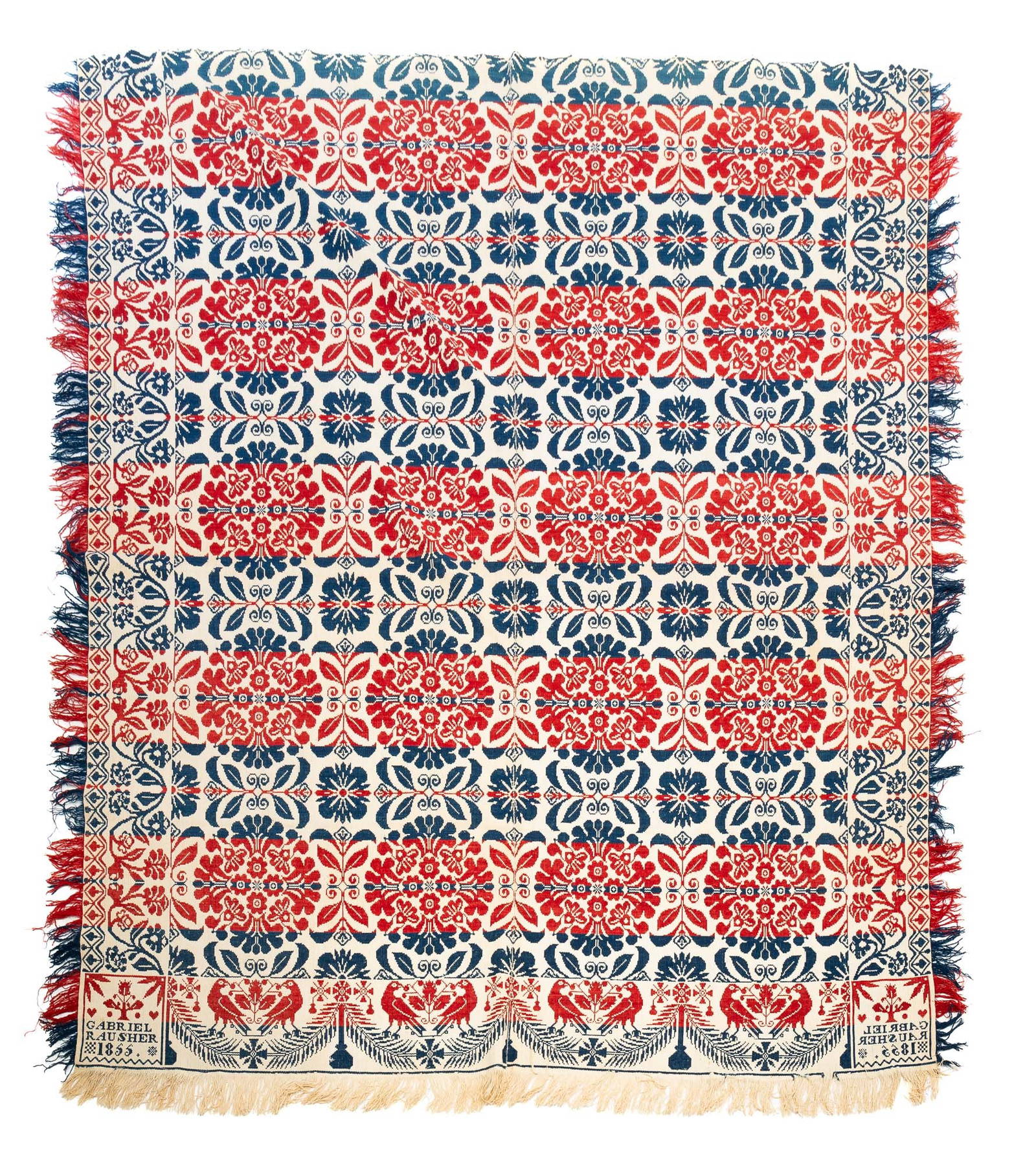 Ohio Double Weave Coverlet By Gabriel Rauscher. Auction