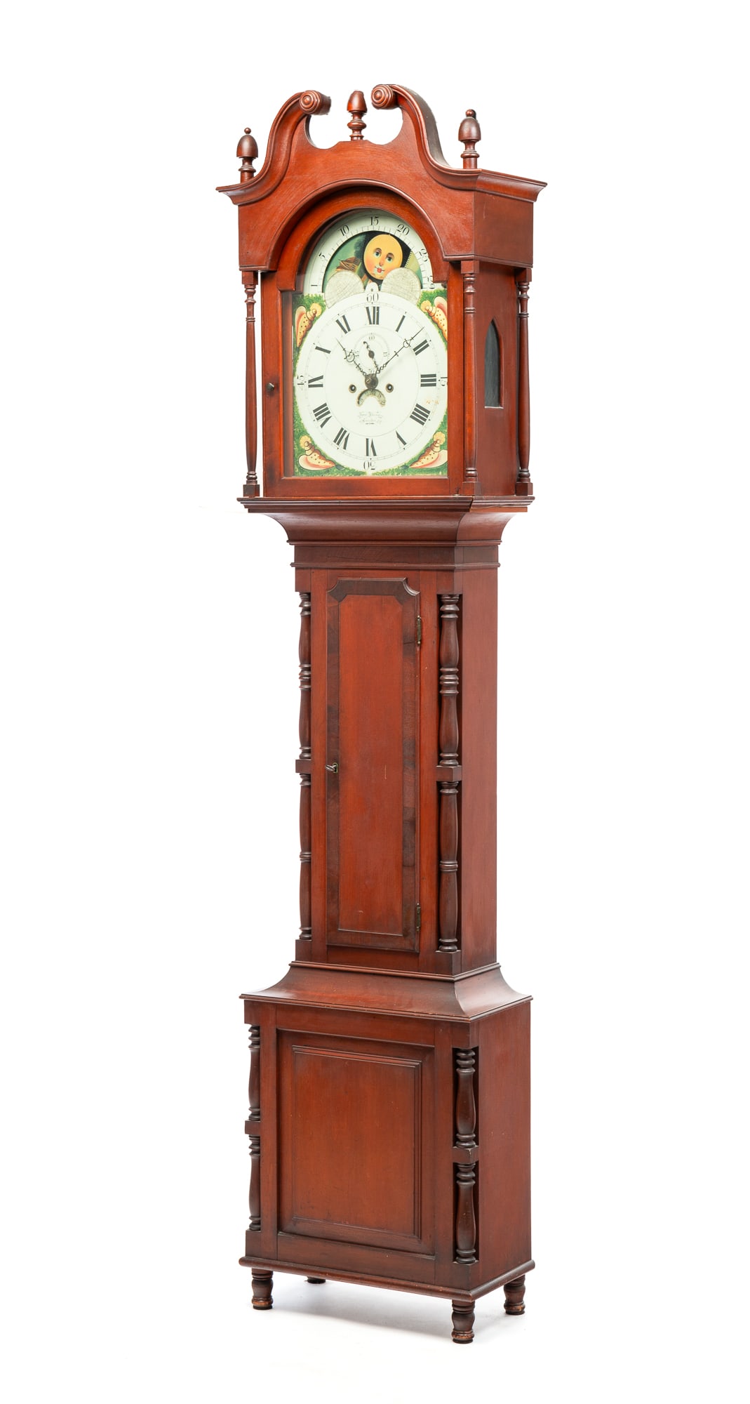 Pennsylvania Sheraton Tall Case Clock By Joseph Sherman. Auction