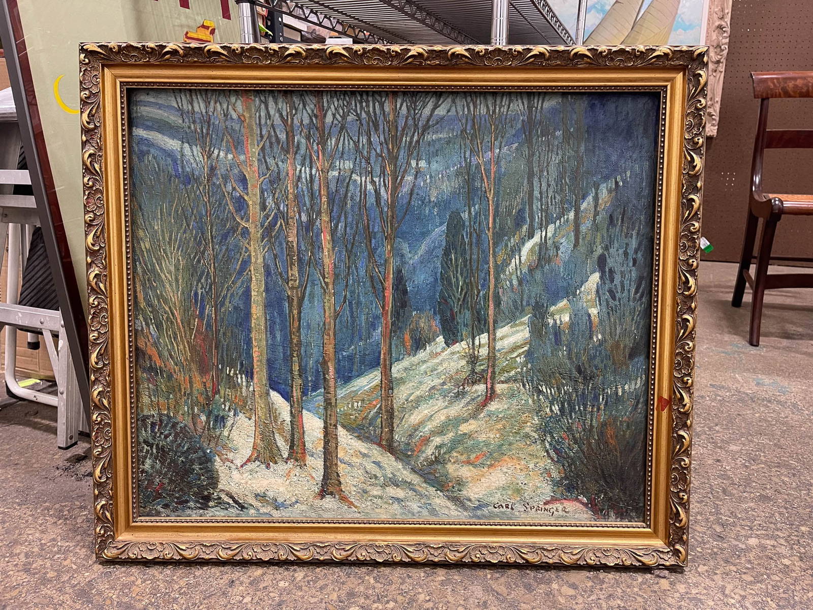 Winter Landscape By Carl Springer (ohio, 1874-1935). Auction