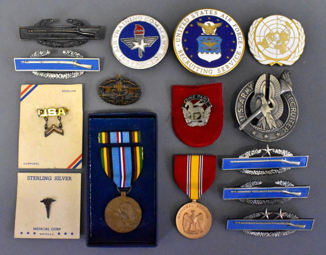 Lot Of Us Military Pins And Badges Including Several