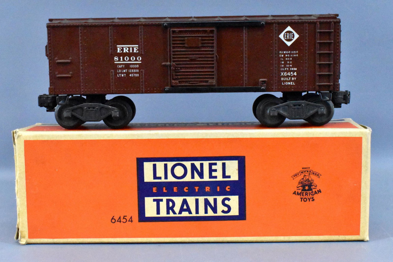 Lionel Postwar O 6454 Erie Box Car In Three Cities