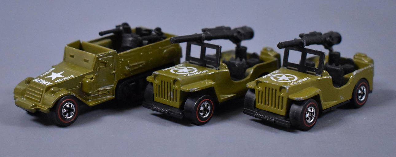 Three Original Redline Hot Wheels Army Vehicles