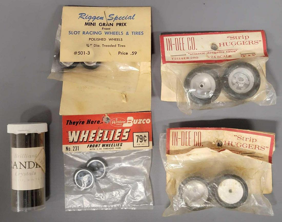 Five 1/24 Scale Aluminum Slot Car Wheels By In Dee Co. And Others