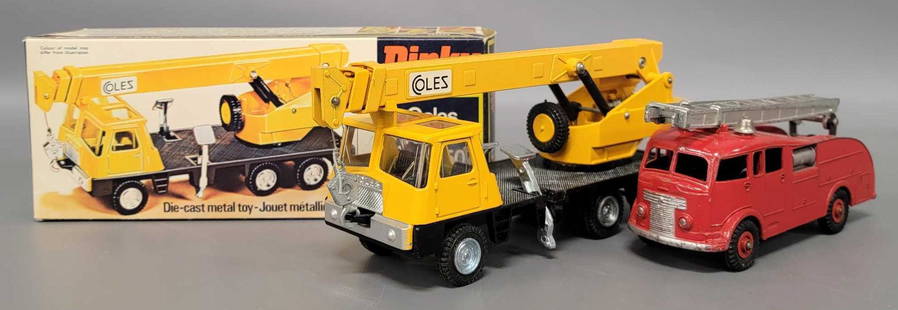 Dinky Toys 980 Coles Hydra Truck 150t In Original Box And 555 Fire Engine
