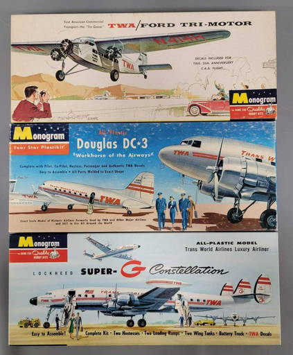 Three Monogram Plane Model Kits In Original Boxes