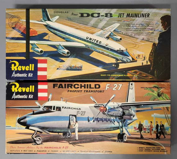 Two Revell Commercial Airline plane model kits in in type S original ...