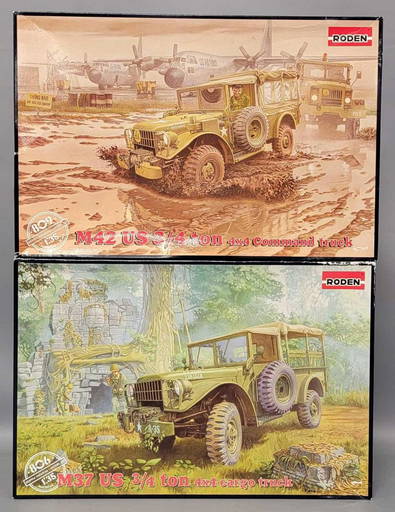 Two Roden 1/35 scale model kit military jeeps in original boxes (#0110 ...