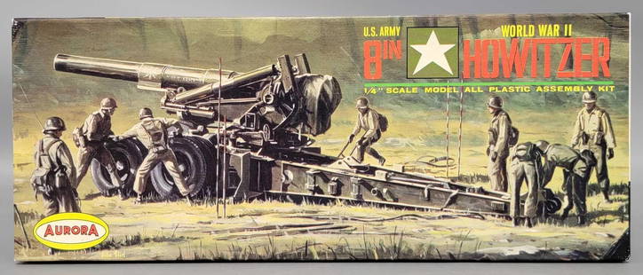 Aurora 1/48 Scale 307 Us Army Wwii 8in Howitzer Model Kit In Original Box
