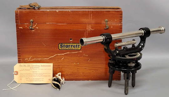 Starrett No. 99f Vintage Transit Scope With Level, Box
