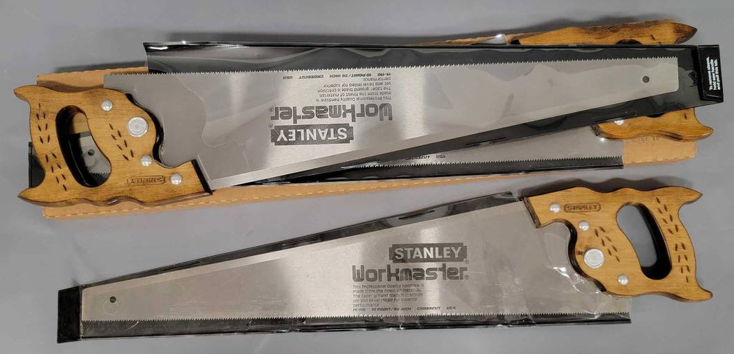 Three Stanley Workmaster 10 Point 26 Inch Crosscut Saws