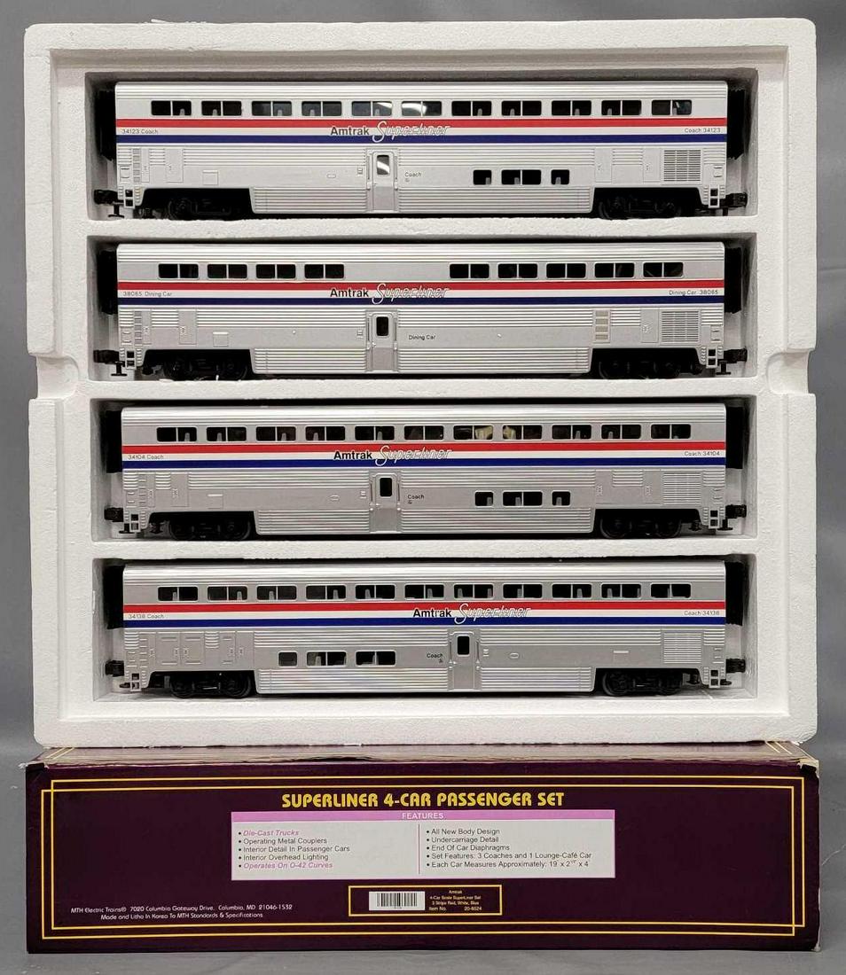Mth O Gauge Amtrak Superliner 4 Car Passenger Set In Original Box