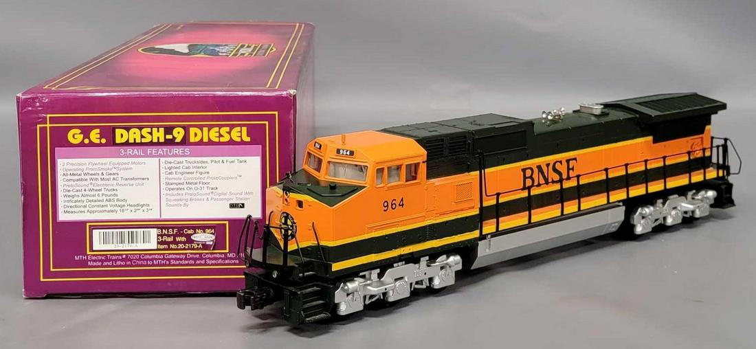Mth O Gauge Bnsf Ge Dash 9 Diesel 3 Rail Locomotive In Original Box