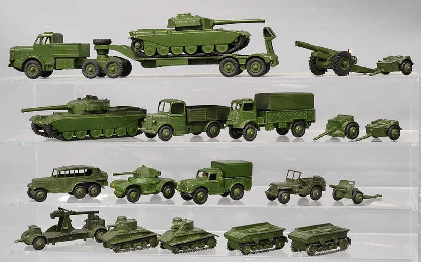 Large Collection Of Dinky Toys Military Vehicles Including Trucks And Tanks