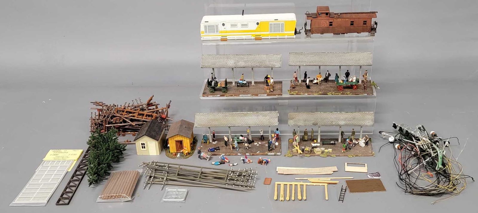 Large Collection Of Ho Scale Train Layout Built Model Pieces