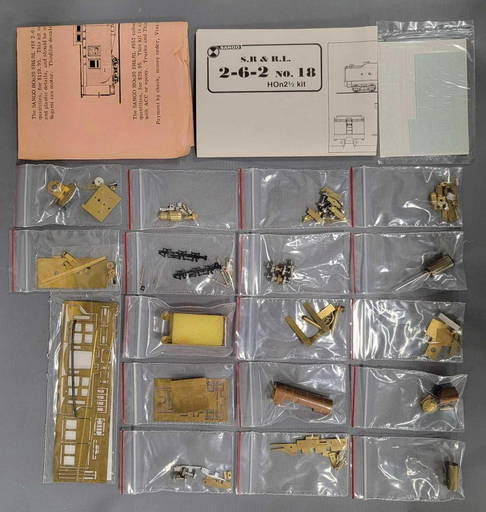 Sango Japan brass HOn2 1/2 SR&RL 2-6-2 locomotive & tender kit unbuilt ...