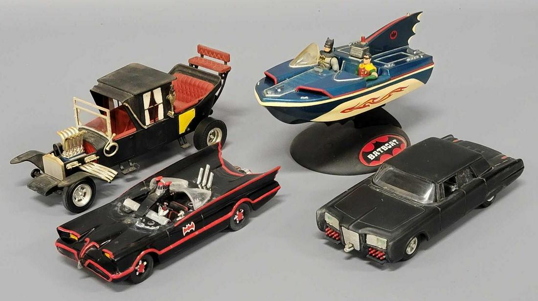 Four 1960's Television Show Built Up Model Kit Vehicles