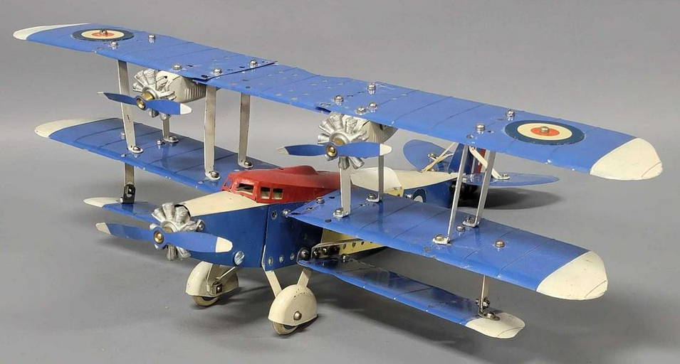 Vintage Meccano Aero Construction Kit Red White And Blue Tri Motor Bi ...