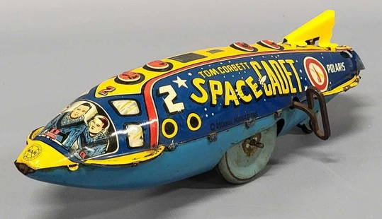 Marx Tin Litho Wind Up Tom Corbett Space Cadet Spaceship.