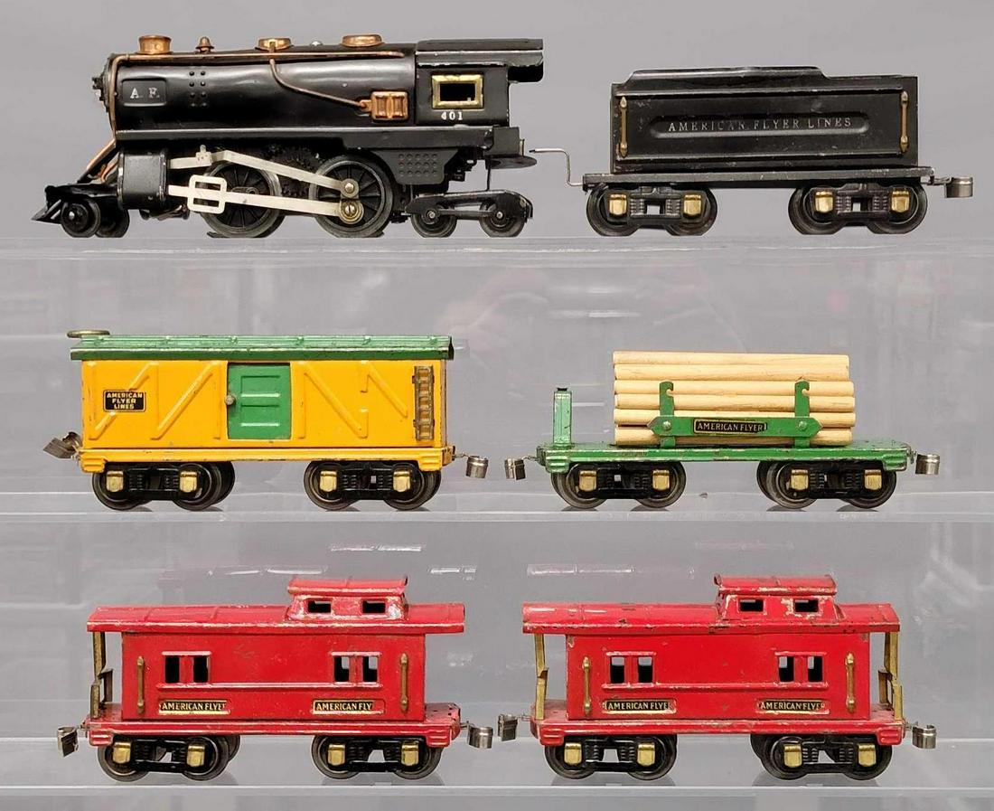 American Flyer Prewar O 403 Steam Locomotive With Freight Cars