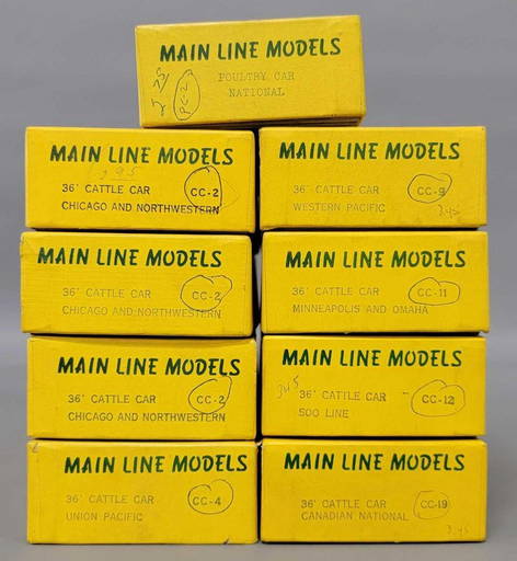 Nine unbuilt Main Line Models HO scale livestock car craftsman kits ...