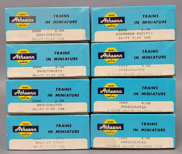 Eight Athearn Ho Scale 86 Foot Flat Cars And Hi Cube Box Car Craftsman Kits