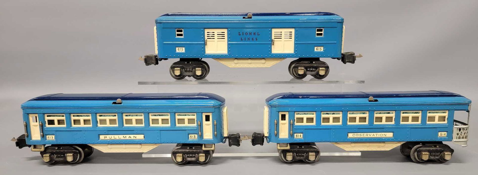 Nice Lionel Prewar O Gauge Blue Comet 613 614 615 Passenger Cars