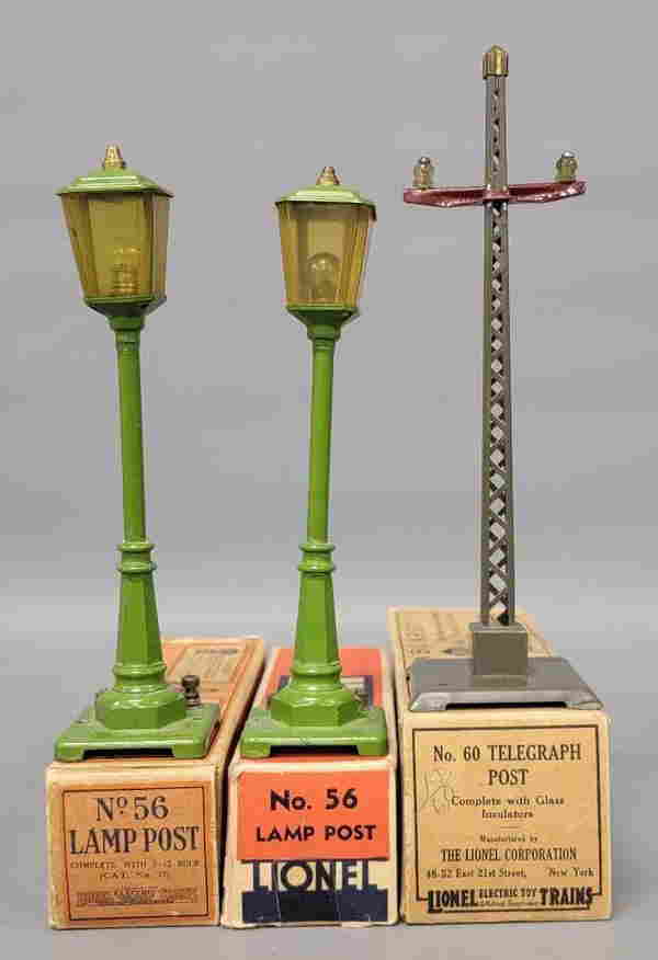 Lionel prewar O gauge 56 lamp posts and 60 telegraph post in original ...