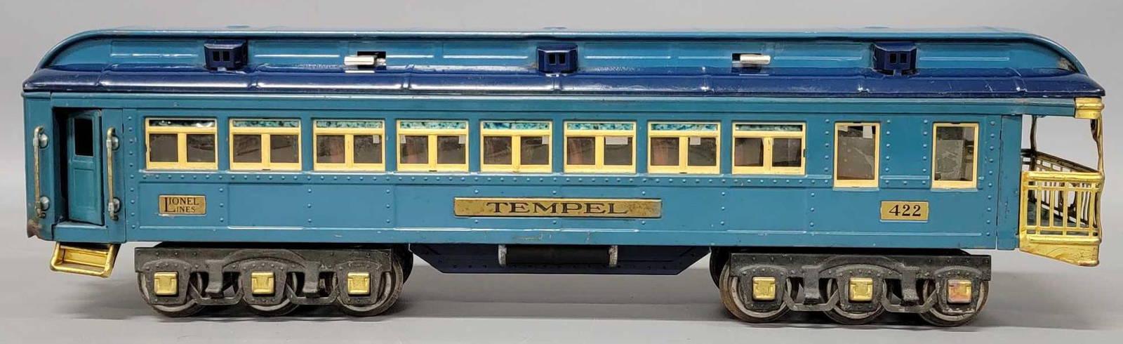 Lionel prewar standard gauge Blue Comet 422 Tempel observation car ...