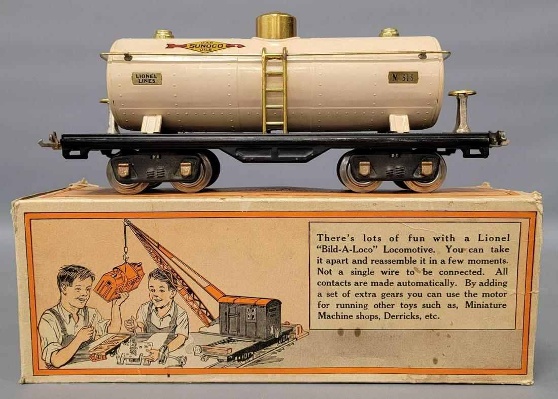 Lionel Prewar Standard Gauge 515 Tan / Ivory Sunoco Tank Car In ...