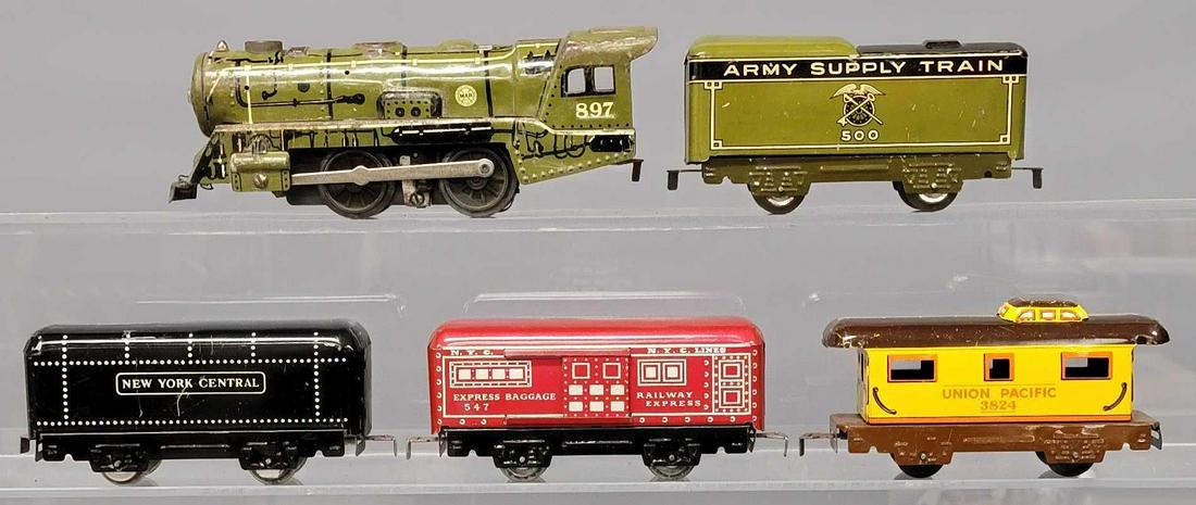 Marx O gauge tin lithographed 897 Army steam locomotive and 500 tender ...