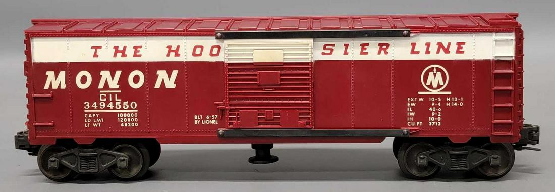 Unrun Lionel postwar O 3494-550 Monon operating box car (#0350) on Dec ...