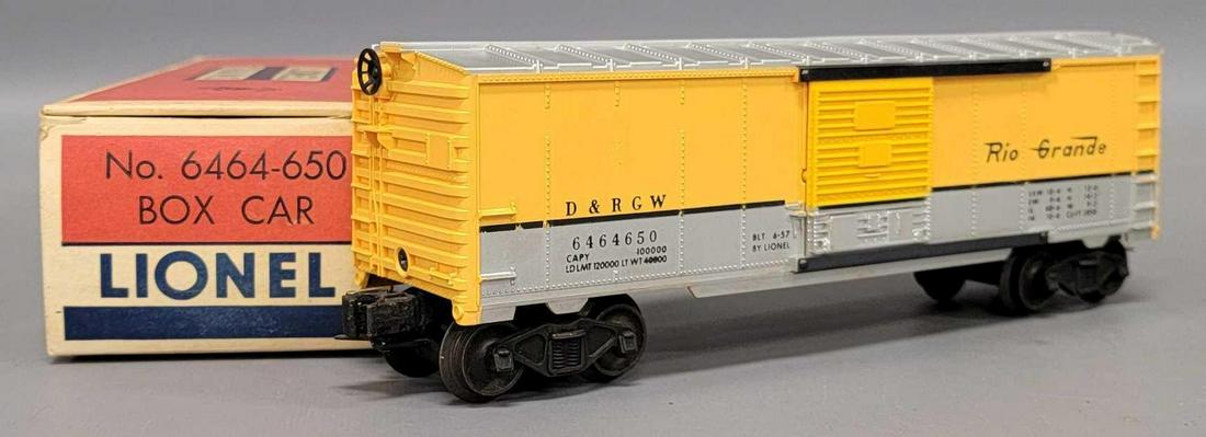 Lionel postwar O 6464-650 Rio Grande box car in original box (#0399) on ...
