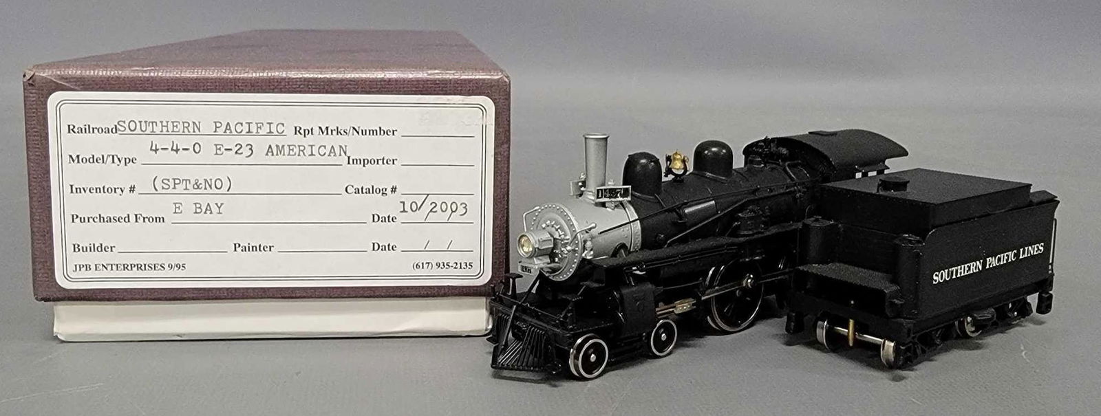 Custom painted Japan HO scale brass 4-4-0 steam locomotive with tender ...