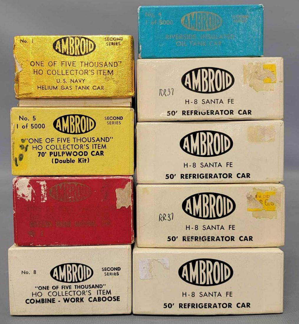 Nine unbuilt Ambroid HO scale craftsman kits in original boxes (#0193 ...
