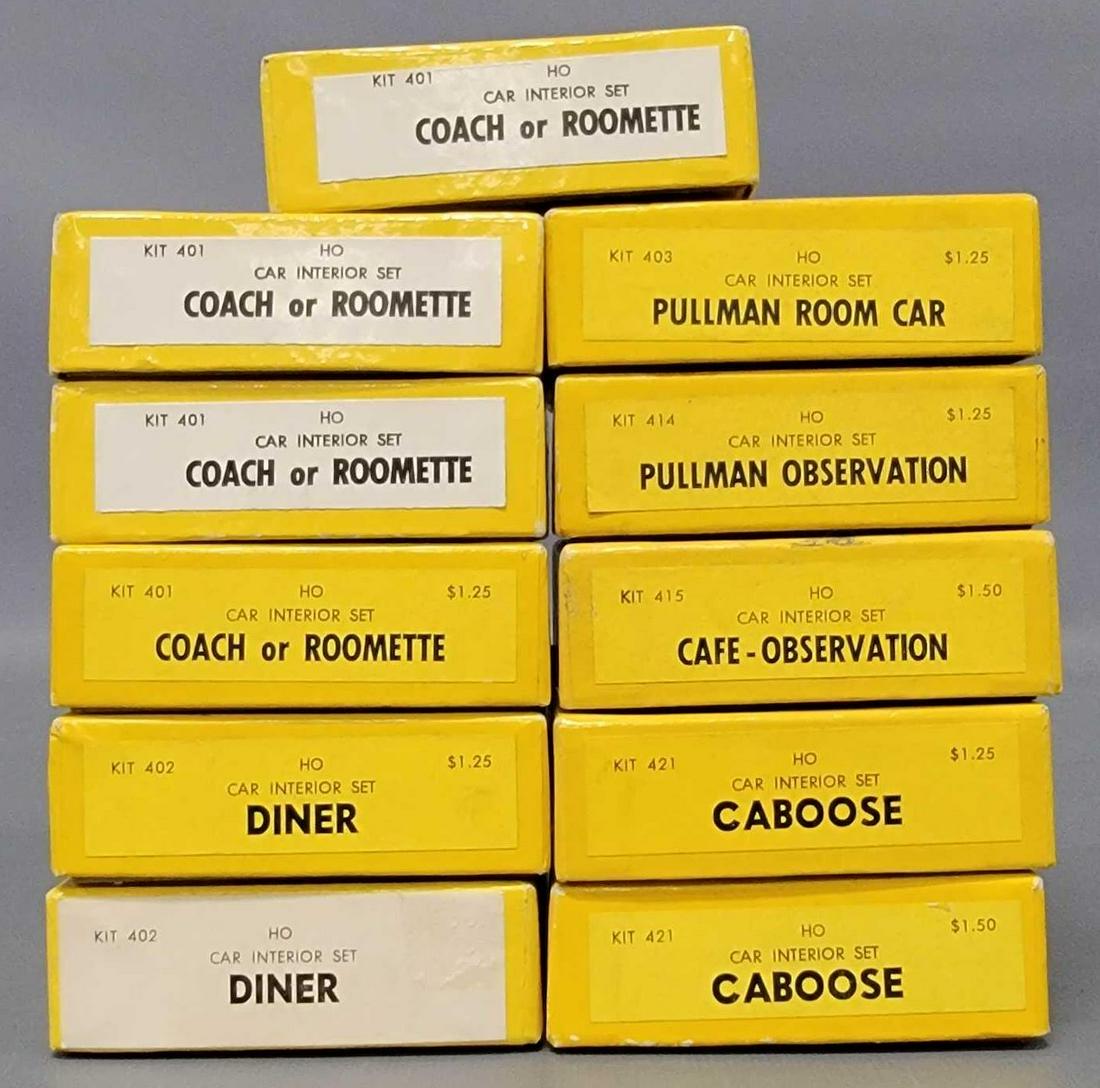 Eleven Suydam HO scale passenger car and caboose interior detail kits ...