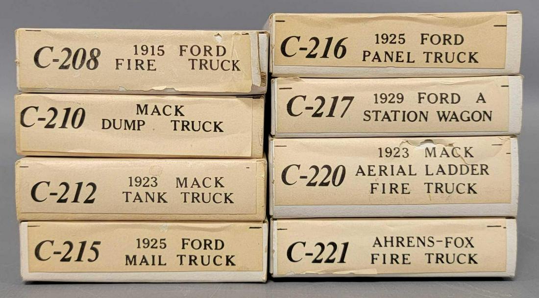 Eight Jordan Highway Miniatures 1:87 Ho Scale Truck Kits In Original Boxes