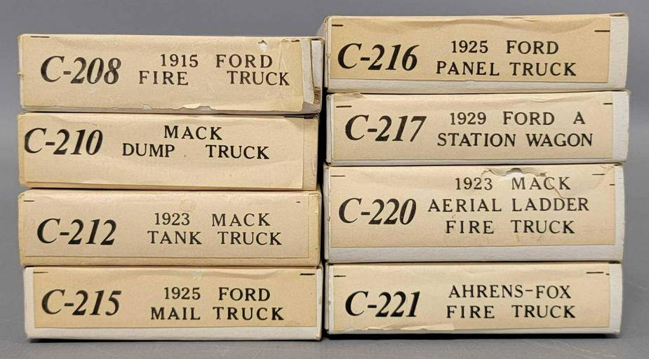 Eight Jordan Highway Miniatures 1:87 Ho Scale Truck Kits In Original Boxes