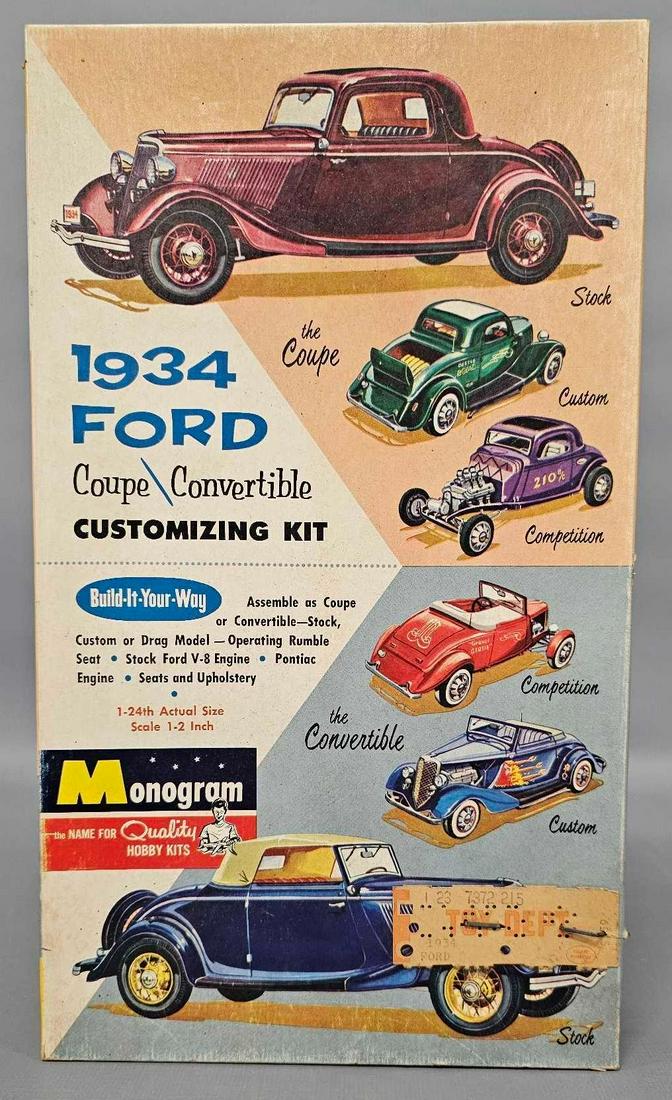 Unbuilt Monogram 1934 Ford Coupe / Convertible 1/24 Scale Model Kit ...