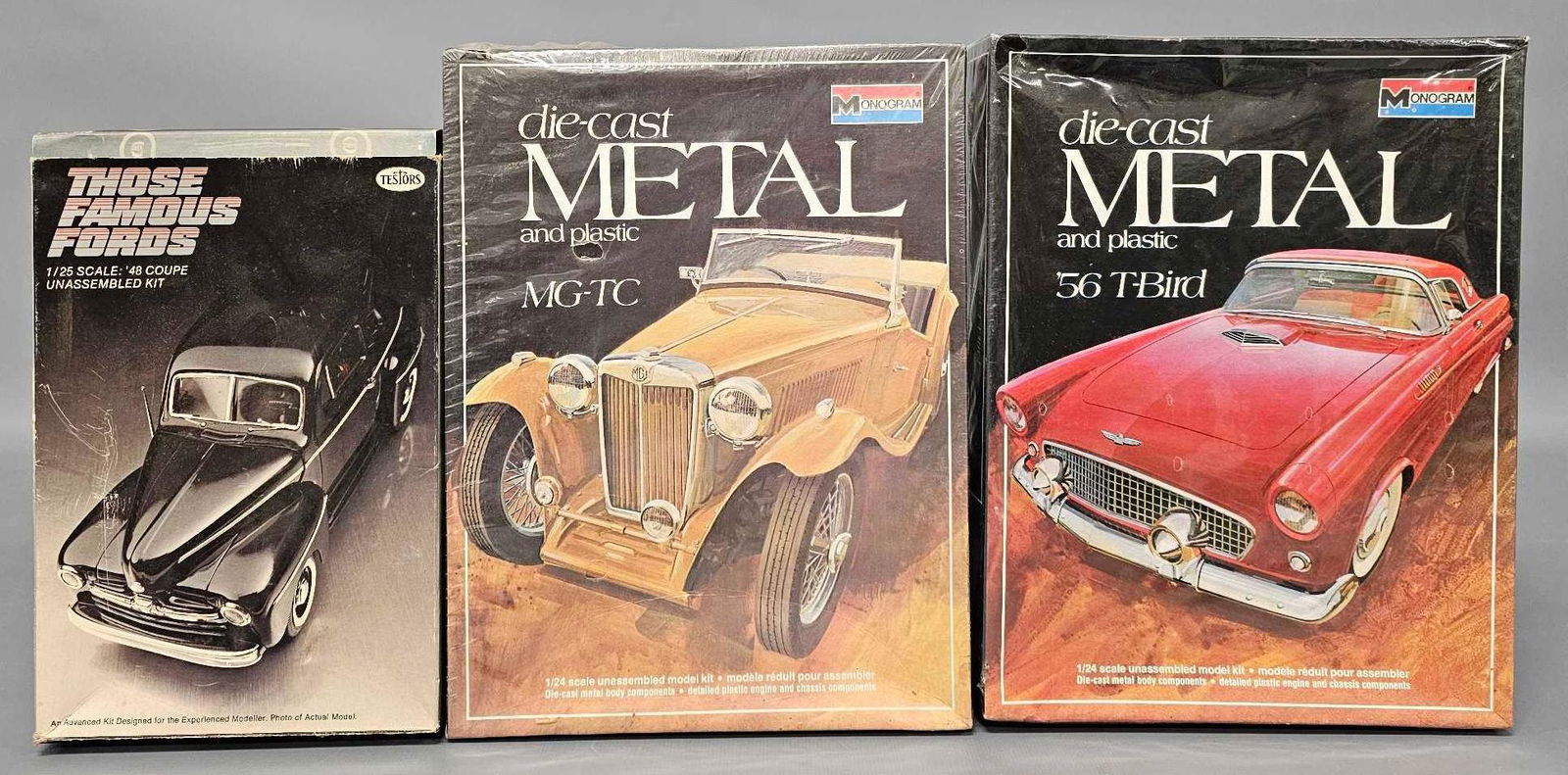 Three Unbuilt Classic Car Scale Model Kits In Original Boxes