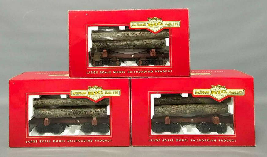 Three Bachmann Big Haulers G Gauge 98490 Skeleton Log Cars With Logs In ...