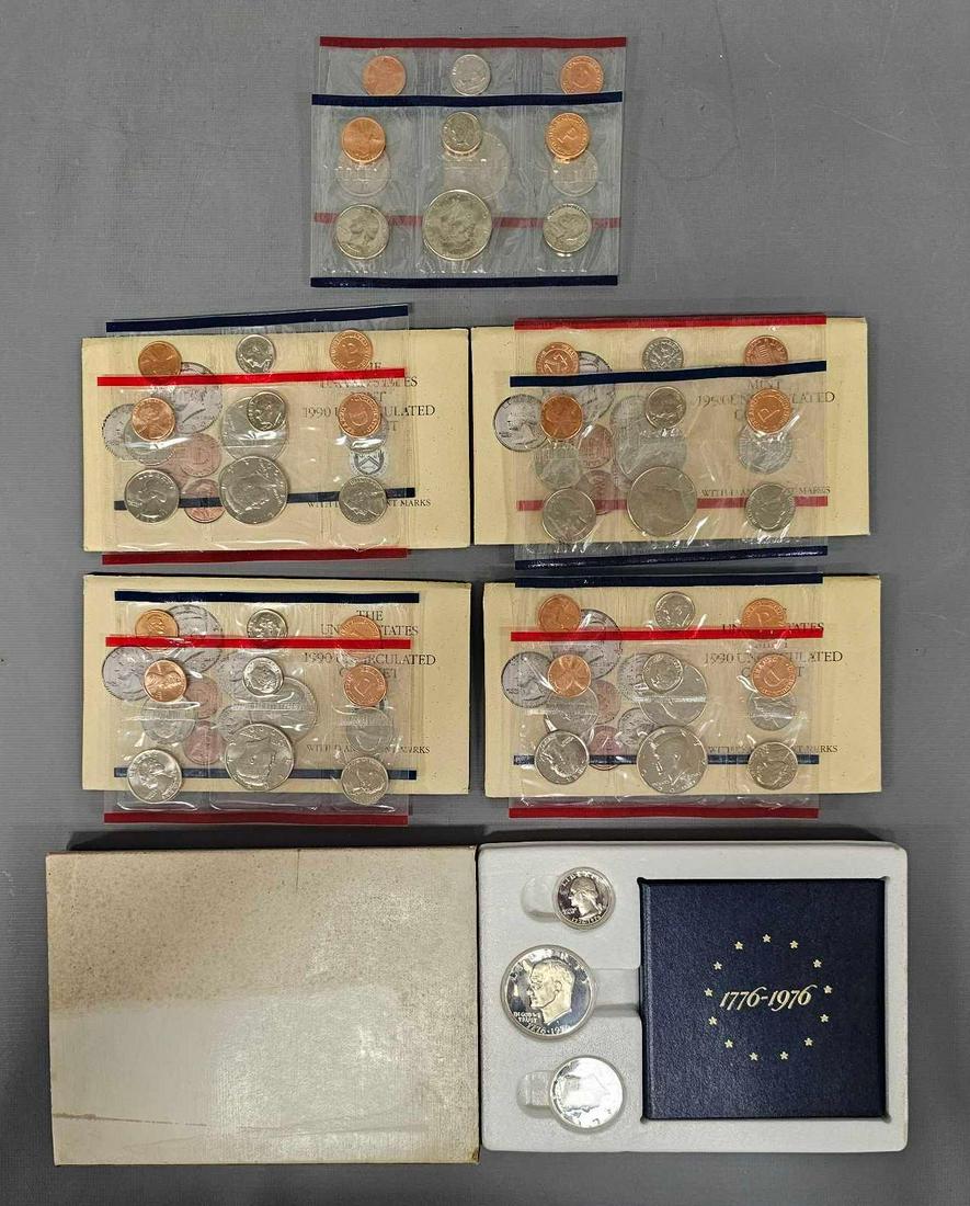 Group Of Five Us Mint Uncirculated Us Coin Sets From 1990 And A 1976 ...
