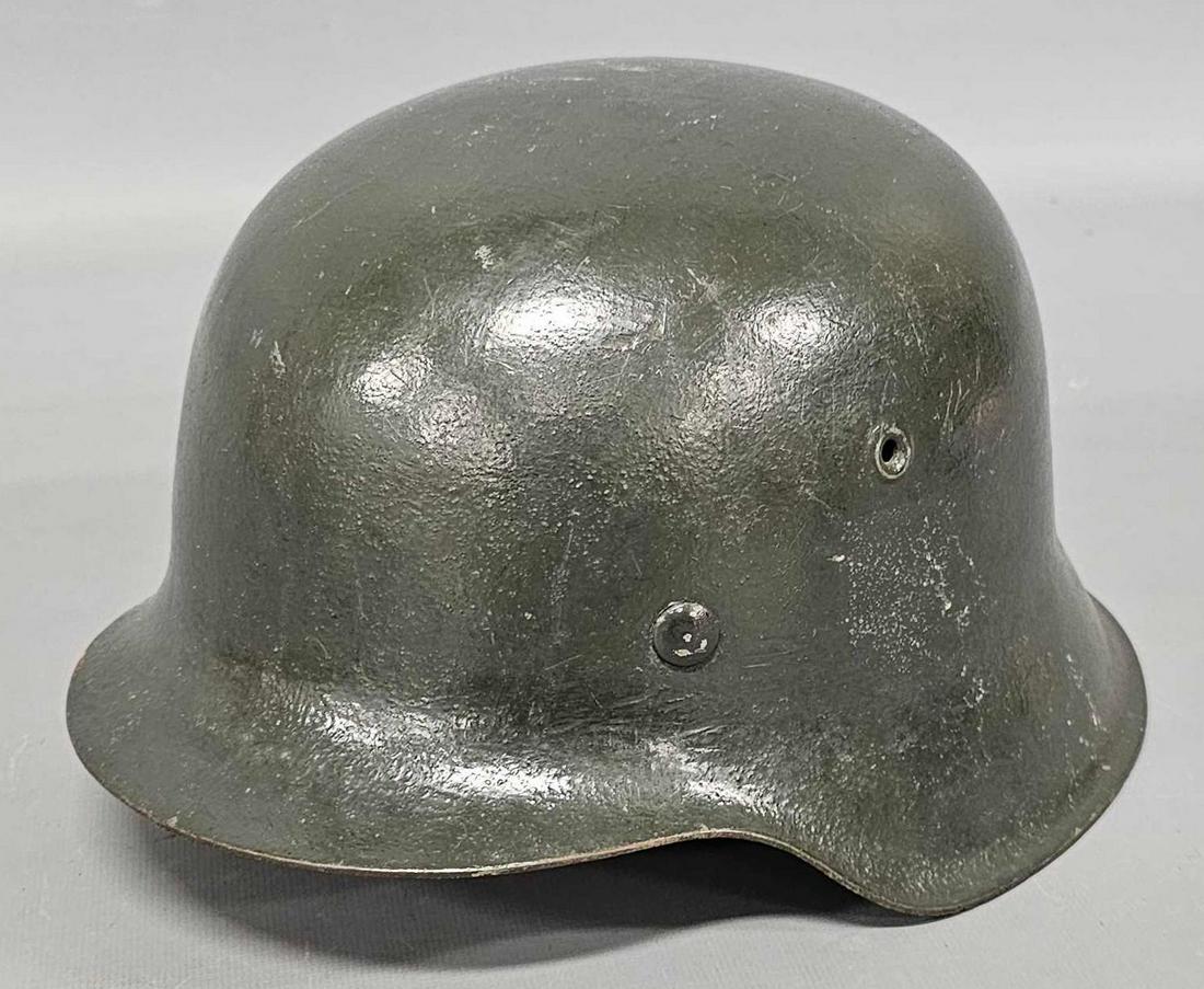 Late Wwii German Helmet With Name Inside And Liner