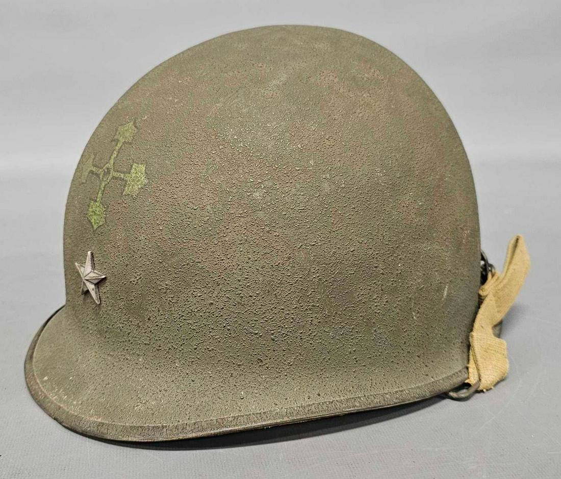 Us Wwii M1 Front Seam Helmet With Brigadier General Star And 4th Inf ...