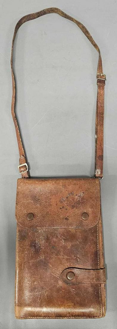 Wwii German Brown Leather Map Case Marked Md 1937