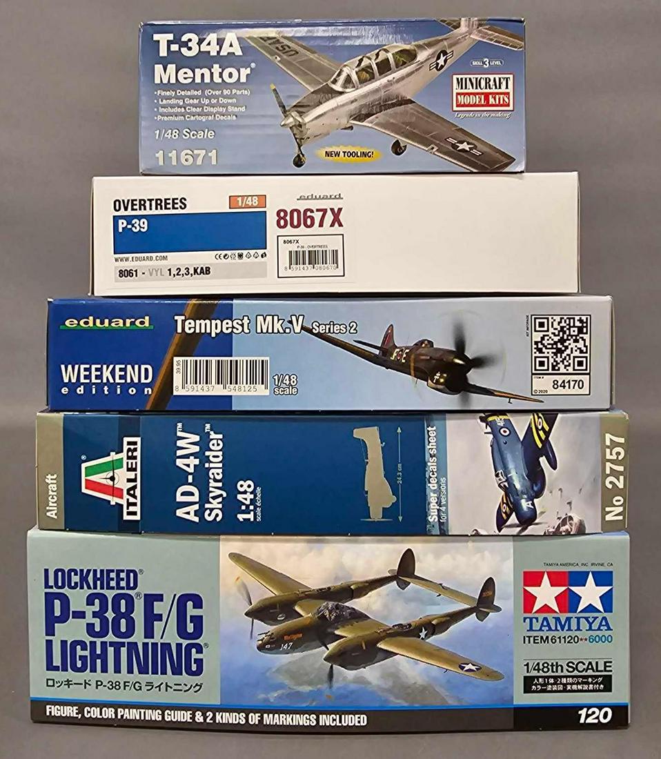 Five Wwii 1/48 Scale Fighter Plane Plastic Model Kits Auction