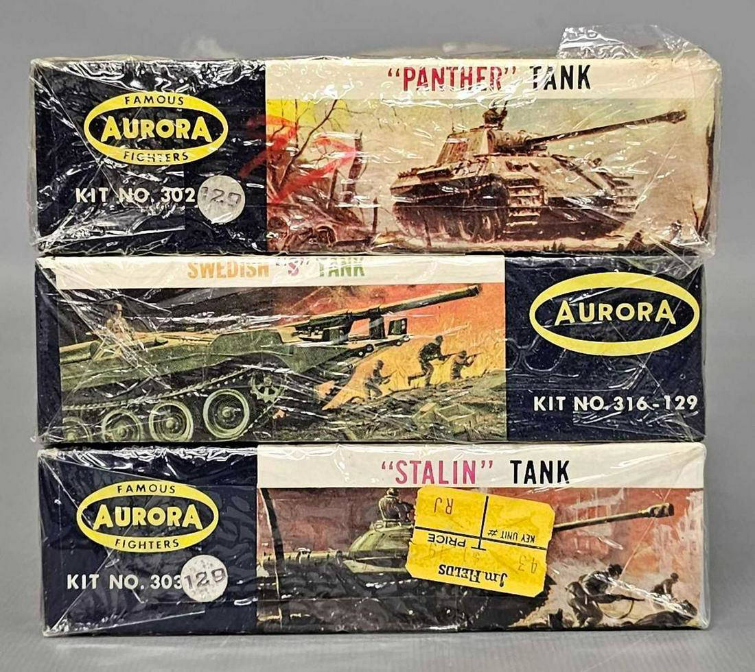 Three Unbuilt Aurora Tank Plastic Model Kits In Original Boxes Auction