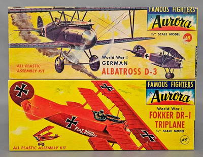 Four Mint Unbuilt Aurora Wwi Era Biplane Plastic Model Kits And One ...