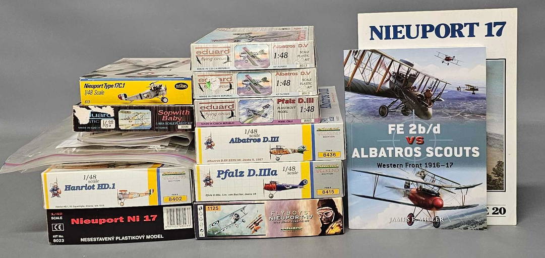 Twelve Unbuilt 1/48 Scale Mixed Wwi Prop Plane Model Kits