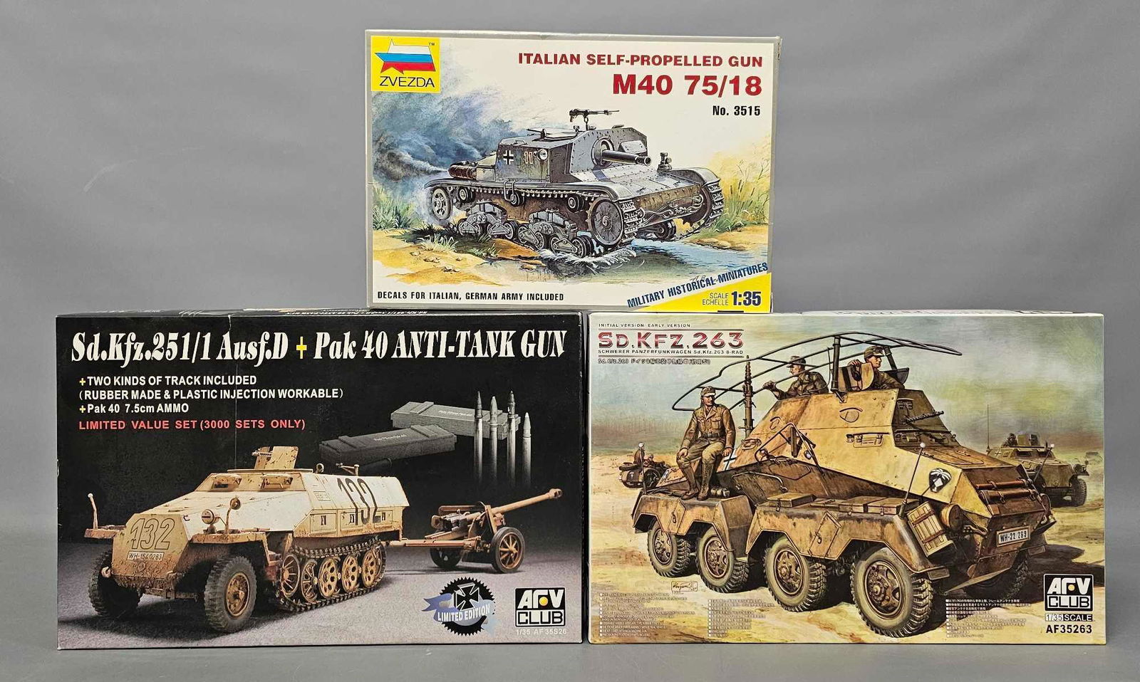 Three Unbuilt 1/35 Scale Wwii Era Armor Model Kits